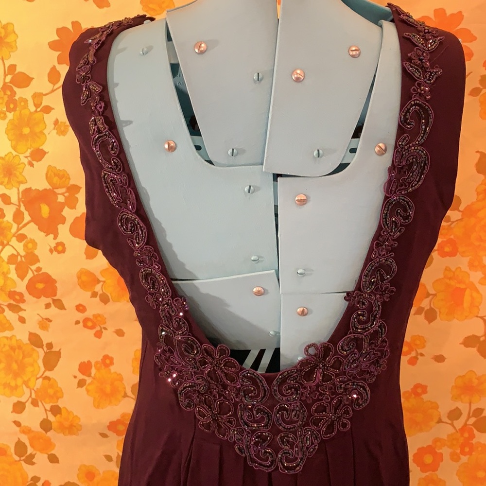 Vintage Purple Beaded Low Back Prom Dress - Gem
